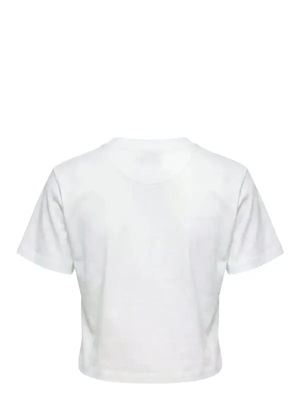Miu Miu Cotton Jersey Crewneck T-shirt With Logo Patch - White