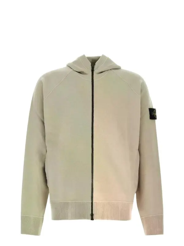 Stone Island Logo Patch Zip-up Hoodie - Neutrals