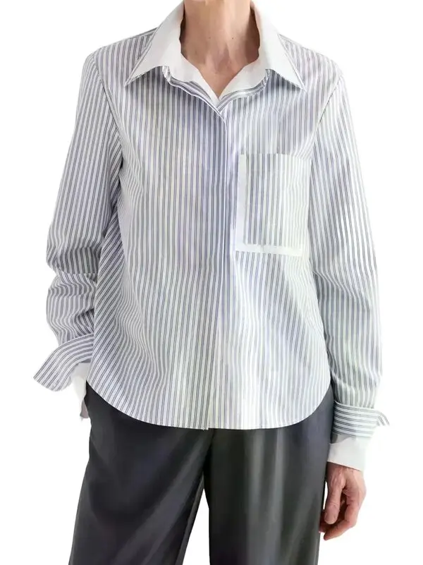 TWP Double-layer Striped Shirt - White