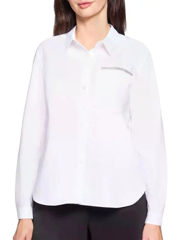 BETTY BARCLAY Embellished Pocket High-low Shirt - White