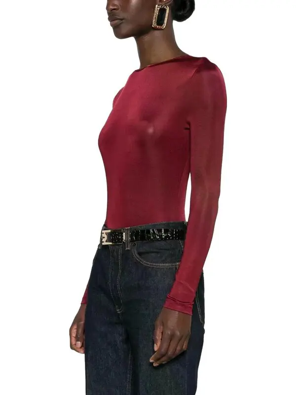 Saint Laurent Long-sleeve Open-back Bodysuit - Red