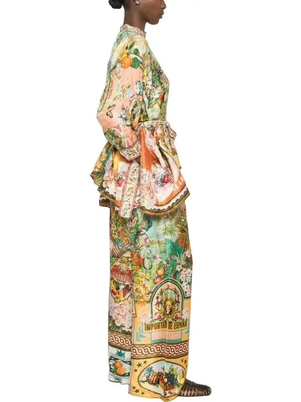 Camilla Graphic-print Belted Shirt - Orange