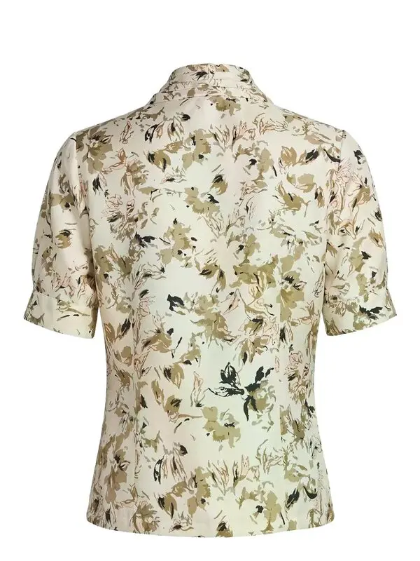 Max Mara Printed Silk Twill Short-sleeved Shirt - Neutrals