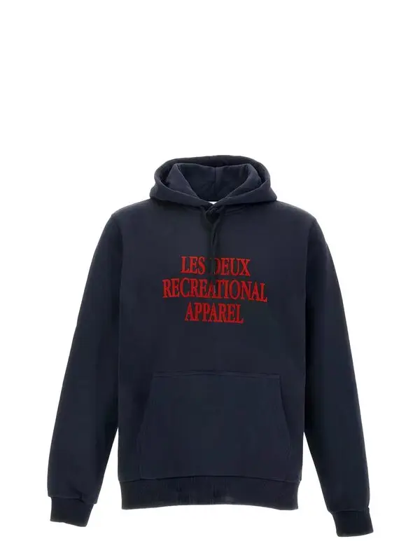 LES DEUX Logo-print Drawstring Hoodie - Blue