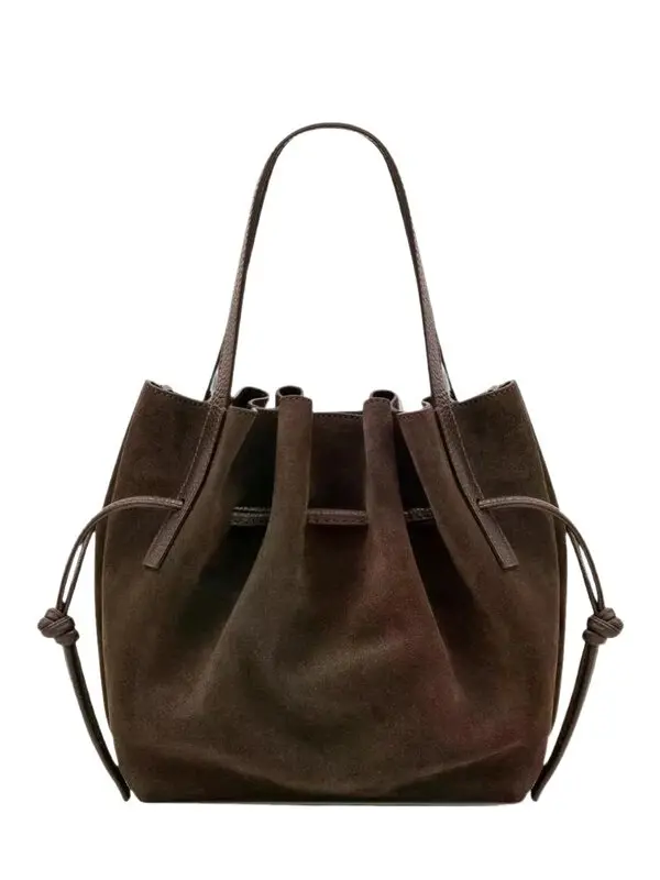 Yuzefi Scallop Tote Suede Bag - Brown