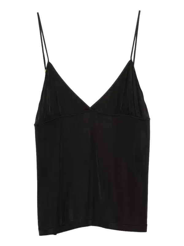 Saint Laurent V-neck Tank Top With Chain Detailing - Black