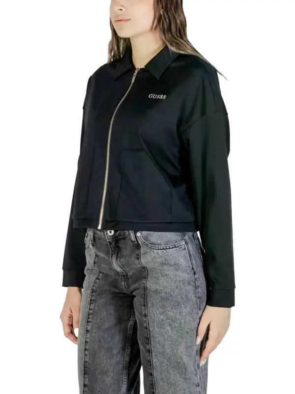 Guess Zip-up Logo Jacket - Black