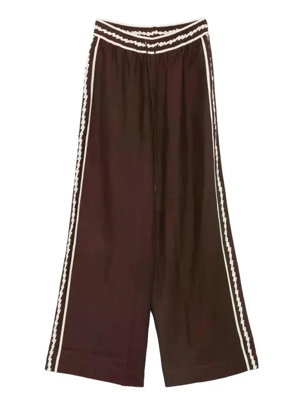 ALEMAIS Lori Side-stripe Drawstring Palazzo Pants - Brown