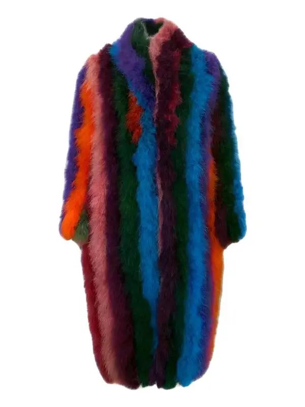 Moschino Striped Faux Fur Coat - Blue