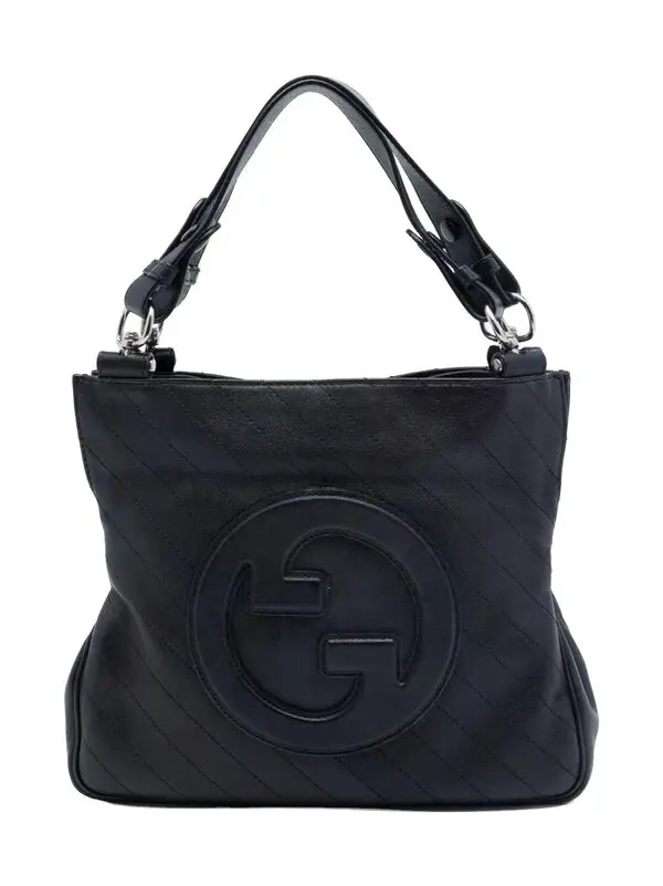 Gucci Small Diagonal Stitched Calfskin Blondie Satchel - Black