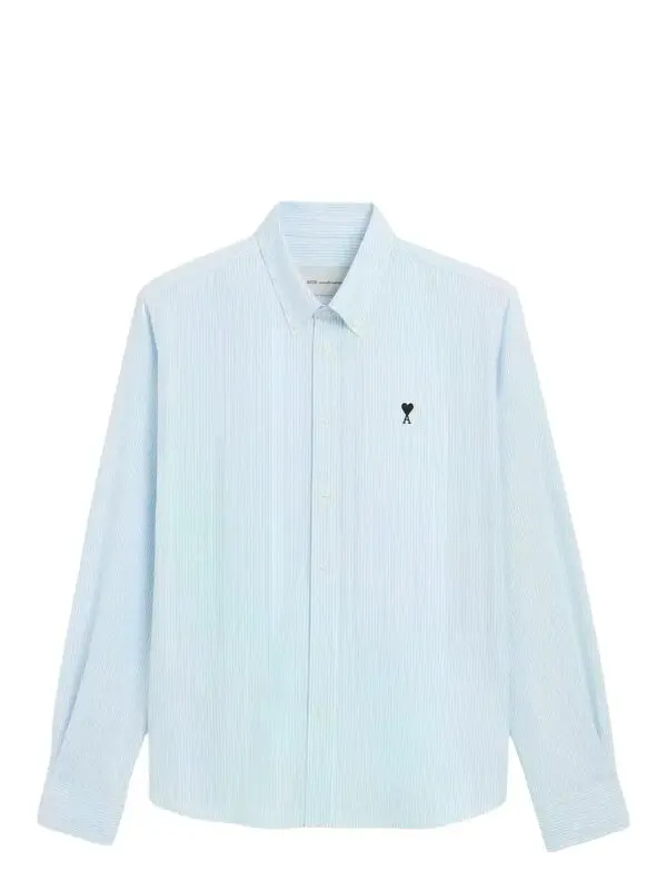 AMI Paris De Coeur Striped Shirt - Blue