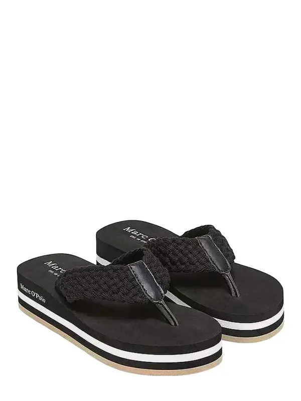 Marc O'polo Woven Strap Platform Slippers - Black
