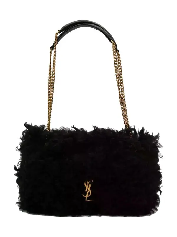 Saint Laurent Shearling Shoulder Bag - Black