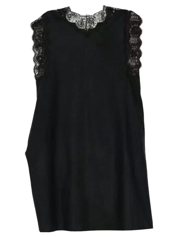 PUSHBUTTON Ribbon Dress With Lace Trim - Black