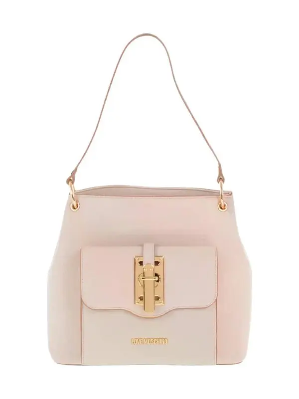 Moschino Logo Plaque Shoulder Bag - Neutrals