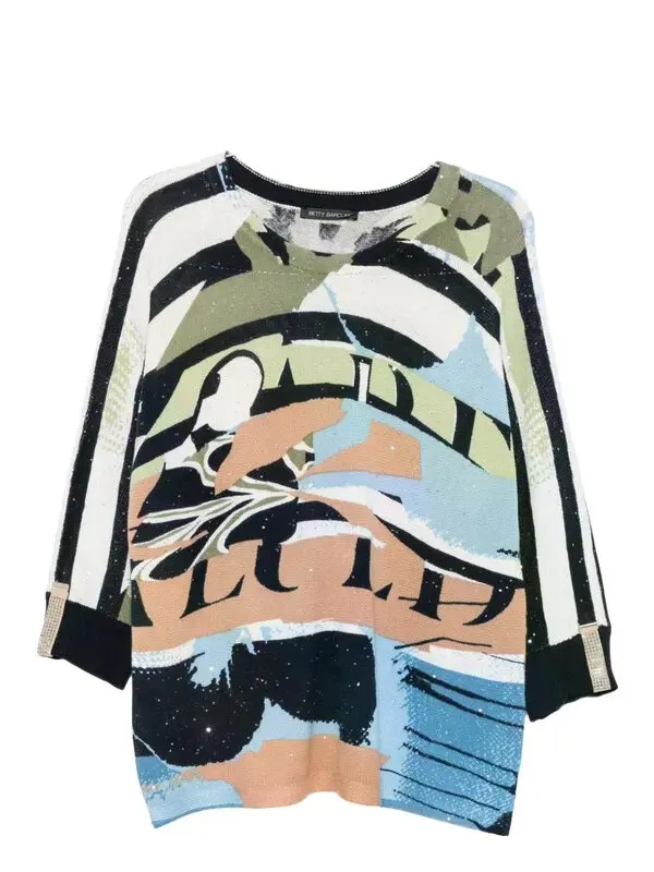 BETTY BARCLAY Abstract Print Sweater - White