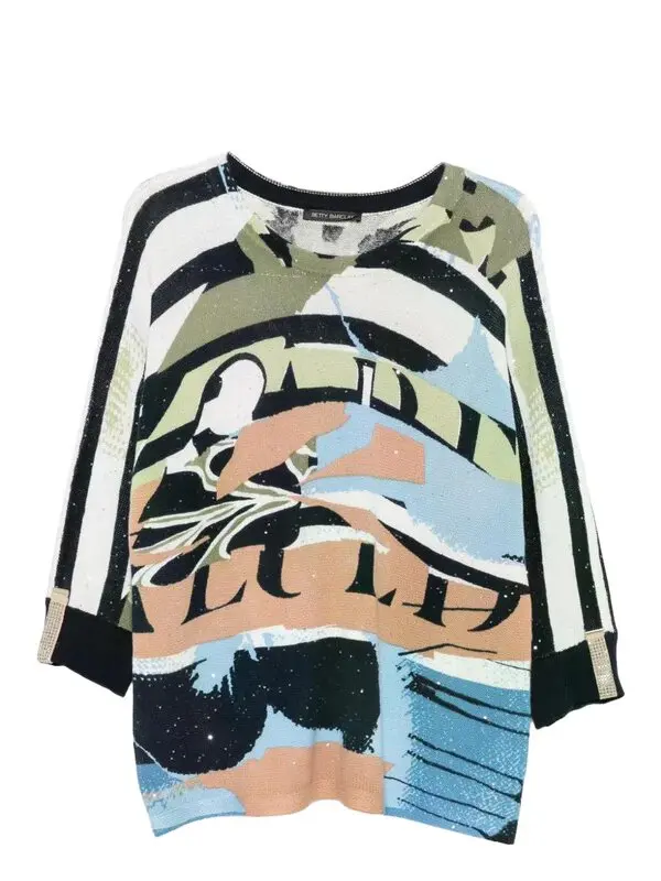 BETTY BARCLAY Abstract Print Sweater - White