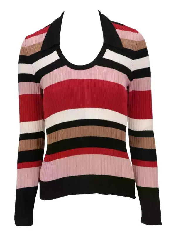 Isaia Striped Ribbed Sweater - Red