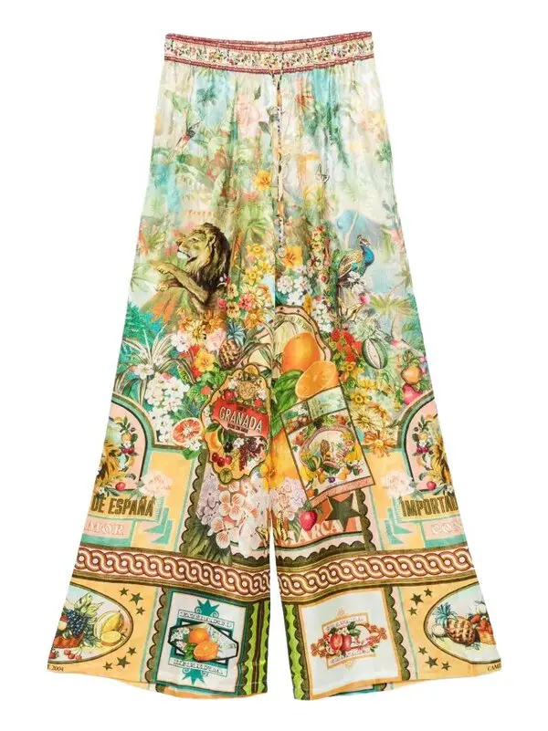 Camilla Graphic Print Palazzo Pants - Green