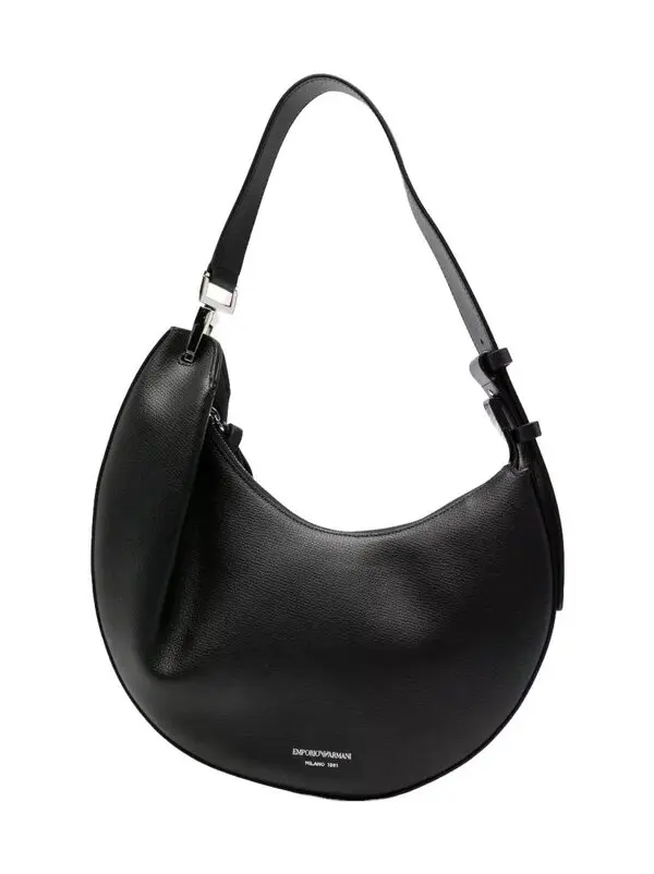 Emporio Armani Leather Crescent Shoulder Bag - Black