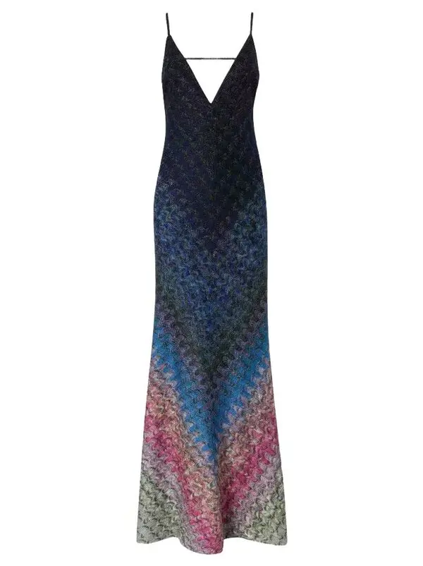Missoni Zigzag Knit Open-back Maxi Dress - Blue