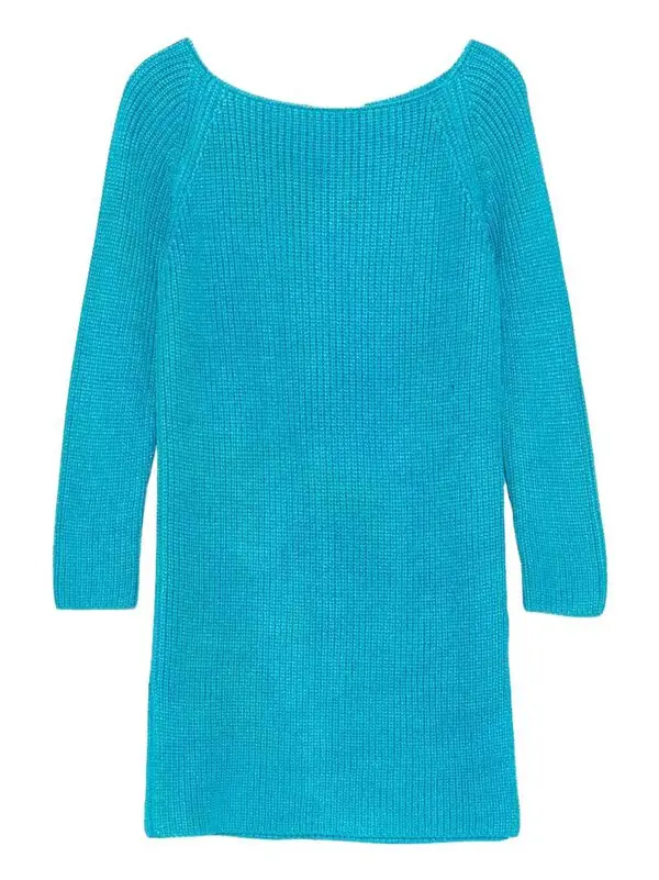 Celine 2000s Ribbed-knit Silk Sweater - Blue