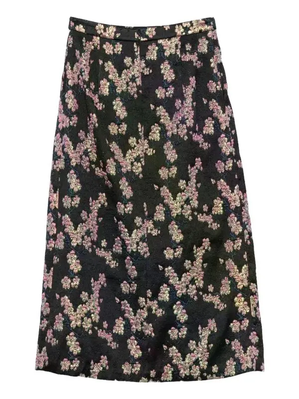 Dries Van Noten 1990s Floral Embellished Midi Skirt - Black
