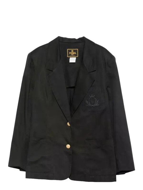 Fendi 1980s Embroidered-logo Blazer - Black