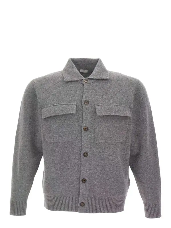 Eleventy Knit Flap-pocket Shirt - Grey