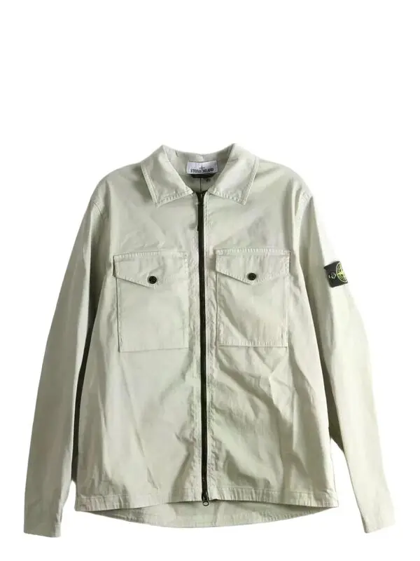 Stone Island 1200010 Stretch Organic Cotton Satin Overshirt - Neutrals