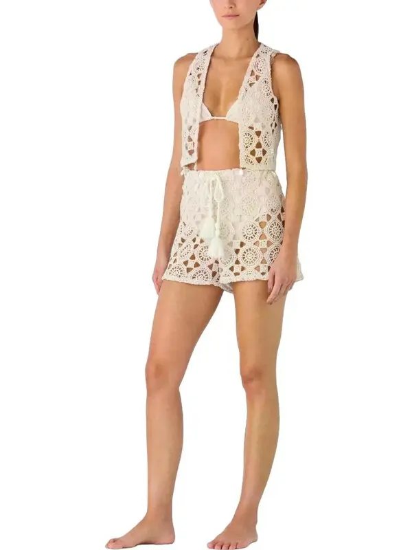 PALMACEA Irene Crochet-knit Shorts - Neutrals