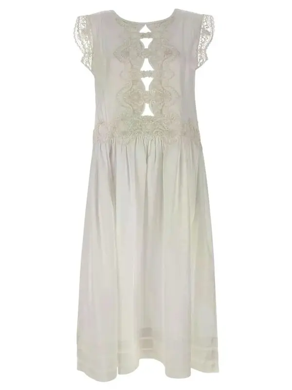 MAURIZIO MYKONOS Maxi Floral-lace Dress - White