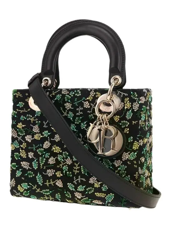 Dior Lady Pearl-embroidered Tote Bag - Black