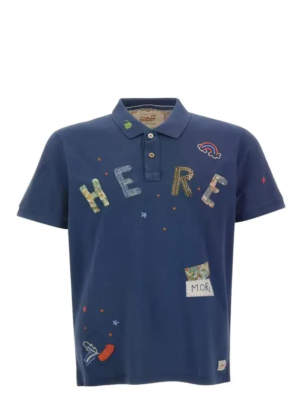 BOB Appliqué-detailed Embroidered Polo Shirt - Blue