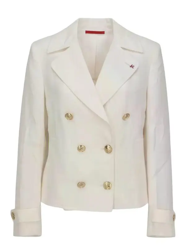 Isaia Double-breasted Blazer With Notched Lapels - White