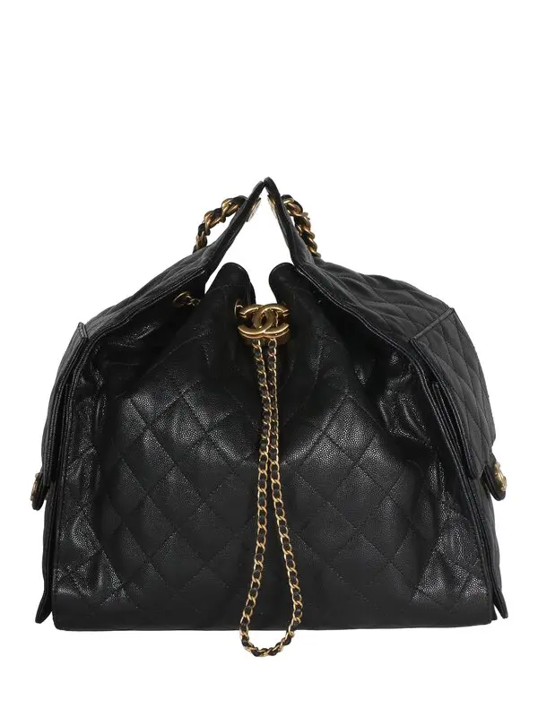 Chanel Quilted Caviar 25 Hobo - Black