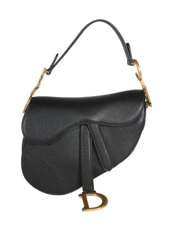 Dior Grained Calfskin Saddle Bag - Black