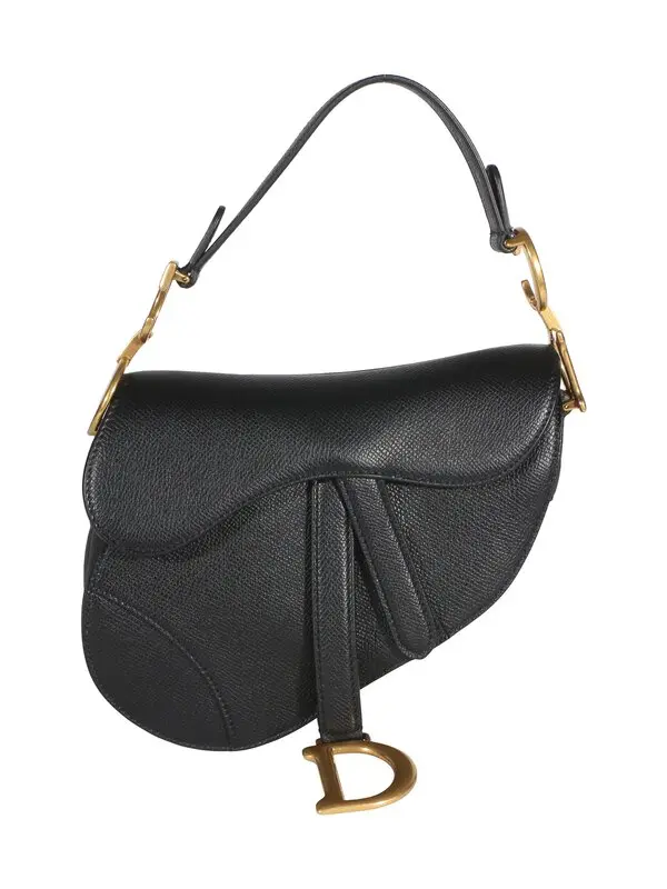 Dior Grained Calfskin Saddle Bag - Black