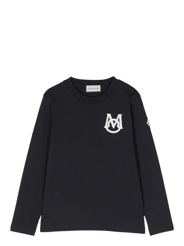 Moncler Logo Patch Long Sleeve T-shirt - Midnight Blue