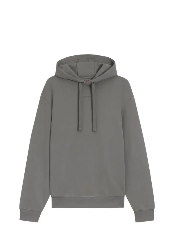Hugo Boss Cotton-terry Hoodie With Logo Print - Dark Gray