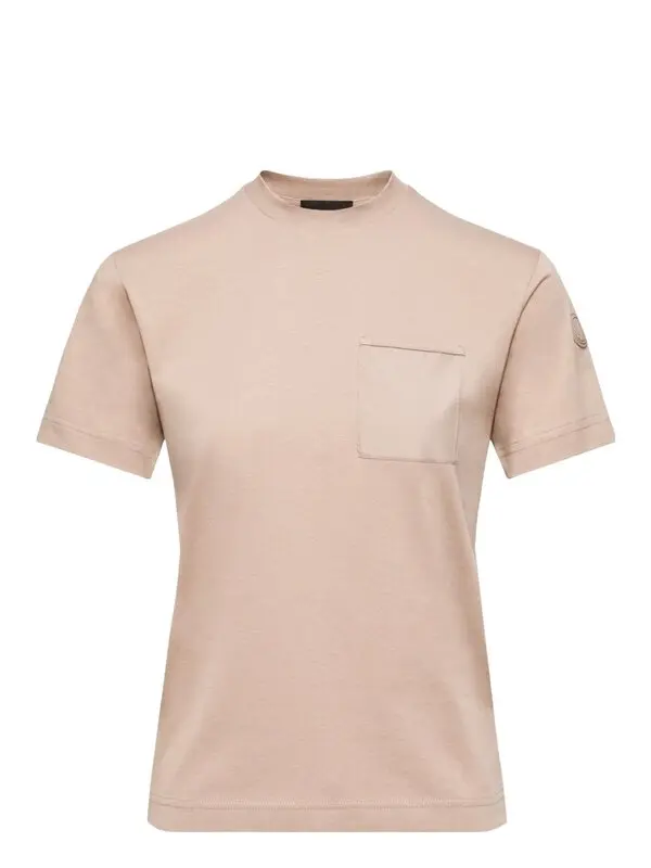 Moncler Cotton Jersey T-shirt With Pleated Pocket - Beige