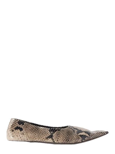 Khaite Snake Embossed Leather Pointed-toe Flats - Black
