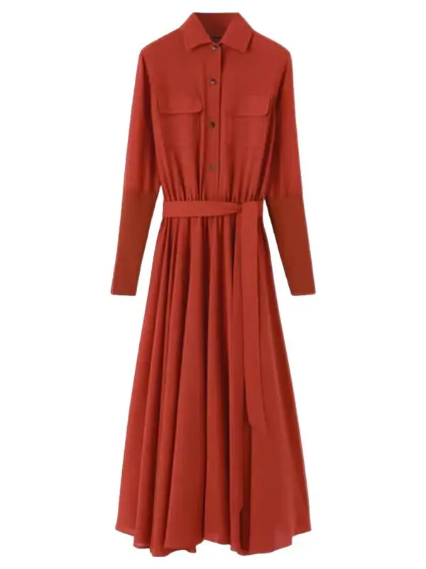 Loro Piana Verlaine Shirt Dress With Belted Waist And Pleated Skirt - Dry Rose