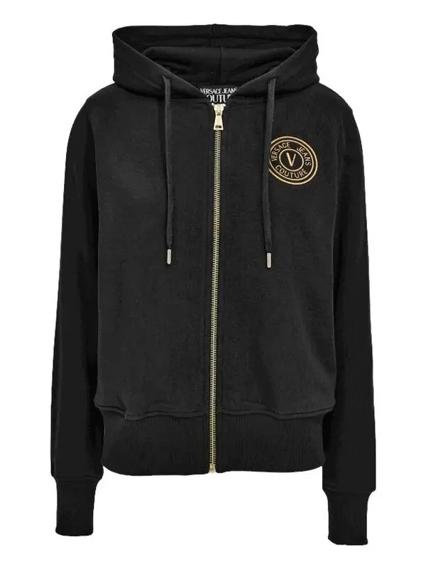 Versace V-emblem Zip-up Hoodie - Black