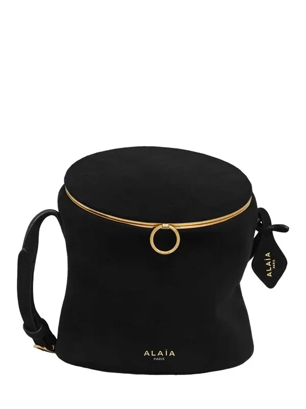 Alaïa La Canette Small Bag In Suede Goatskin - Black