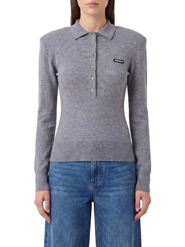 ROTATE BY BIRGER CHRISTENSEN Polo Neck Sweater - Grey