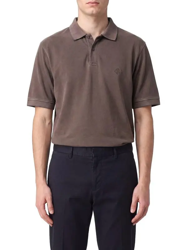 Herno Slim Fit Short-sleeve Cotton Polo Shirt With Ribbed Collar - Dark