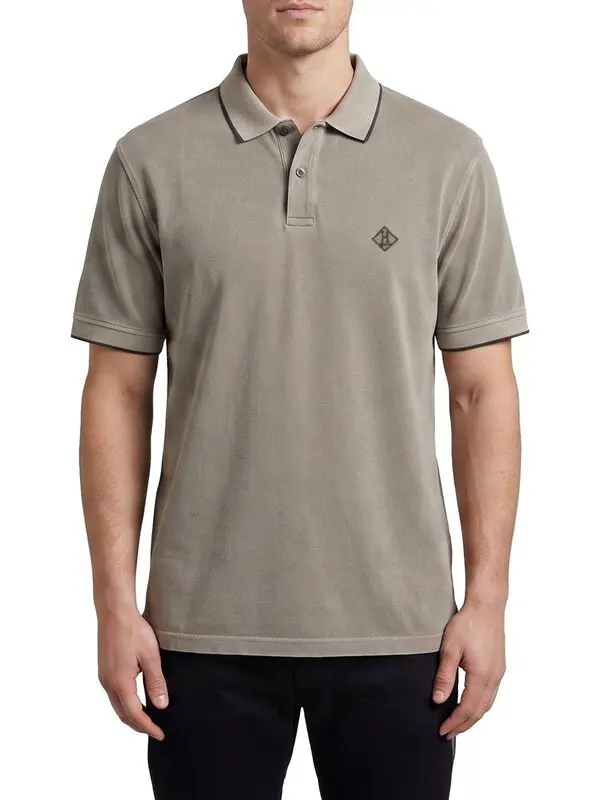 Herno Slim Fit Short-sleeve Cotton Polo Shirt With Ribbed Collar - Green
