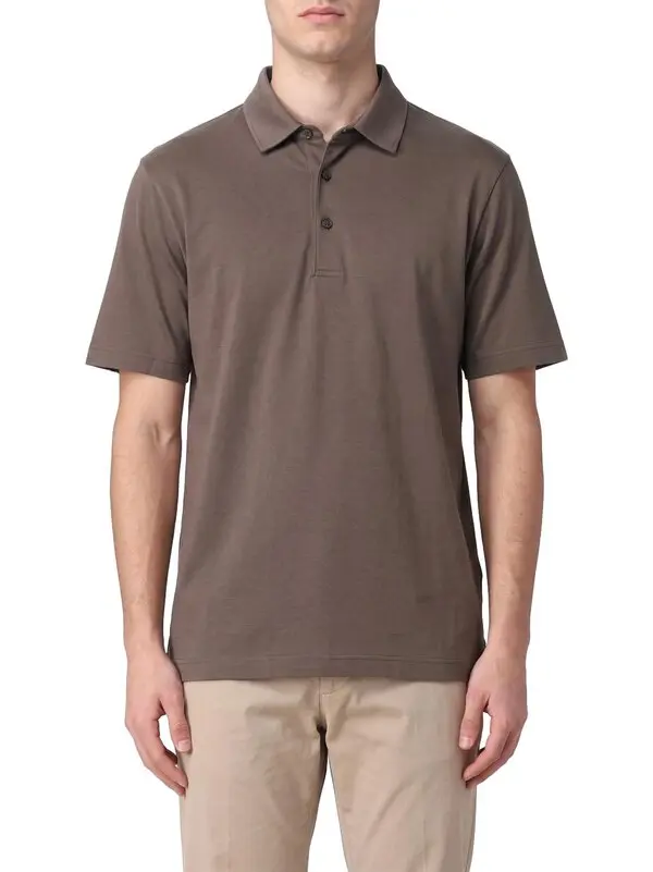 Herno Short-sleeve Cotton Polo Shirt With Three-button Placket - Dark