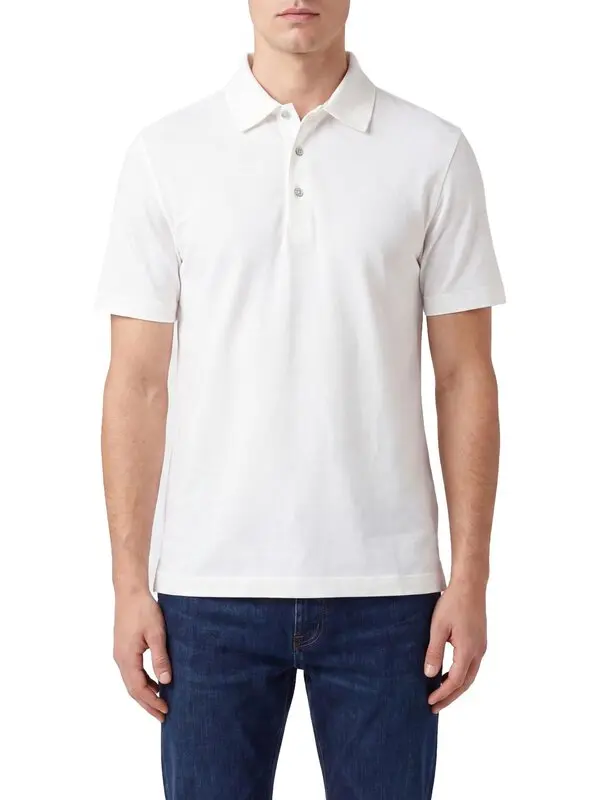 Herno Short-sleeve Cotton Polo Shirt With Three-button Placket - White